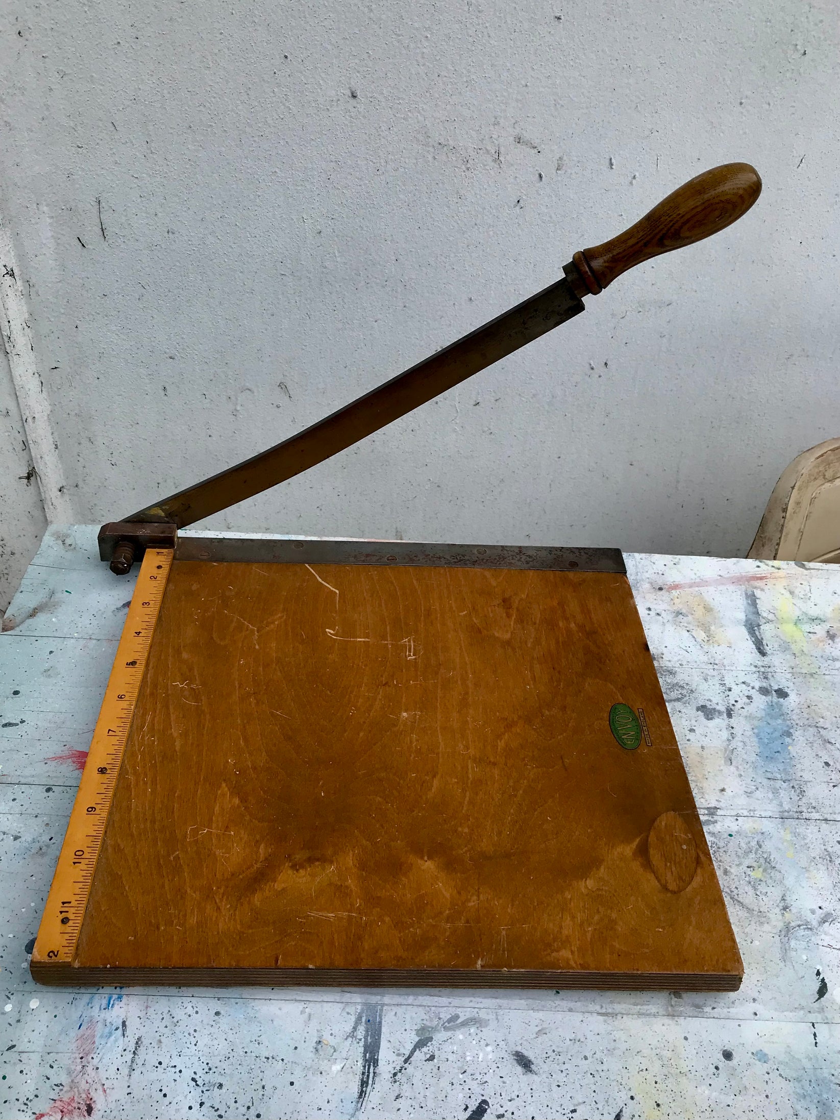 Vintage envoy solid wood guillotine paper cutter – Emily Rose Vintage
