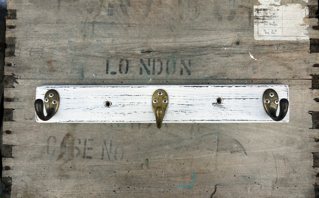 Hand painted coat hook painted distressed coat hook in white – Emily ...